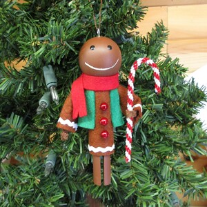 Gingerbread Man Clothespin Ornament, Peg Doll, Christmas Ornament ...