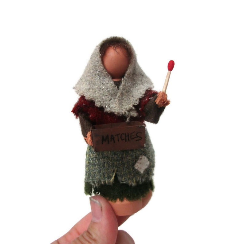 Little Match Girl Clothespin Ornament, Matchstick Girl Peg Doll, Hans ...