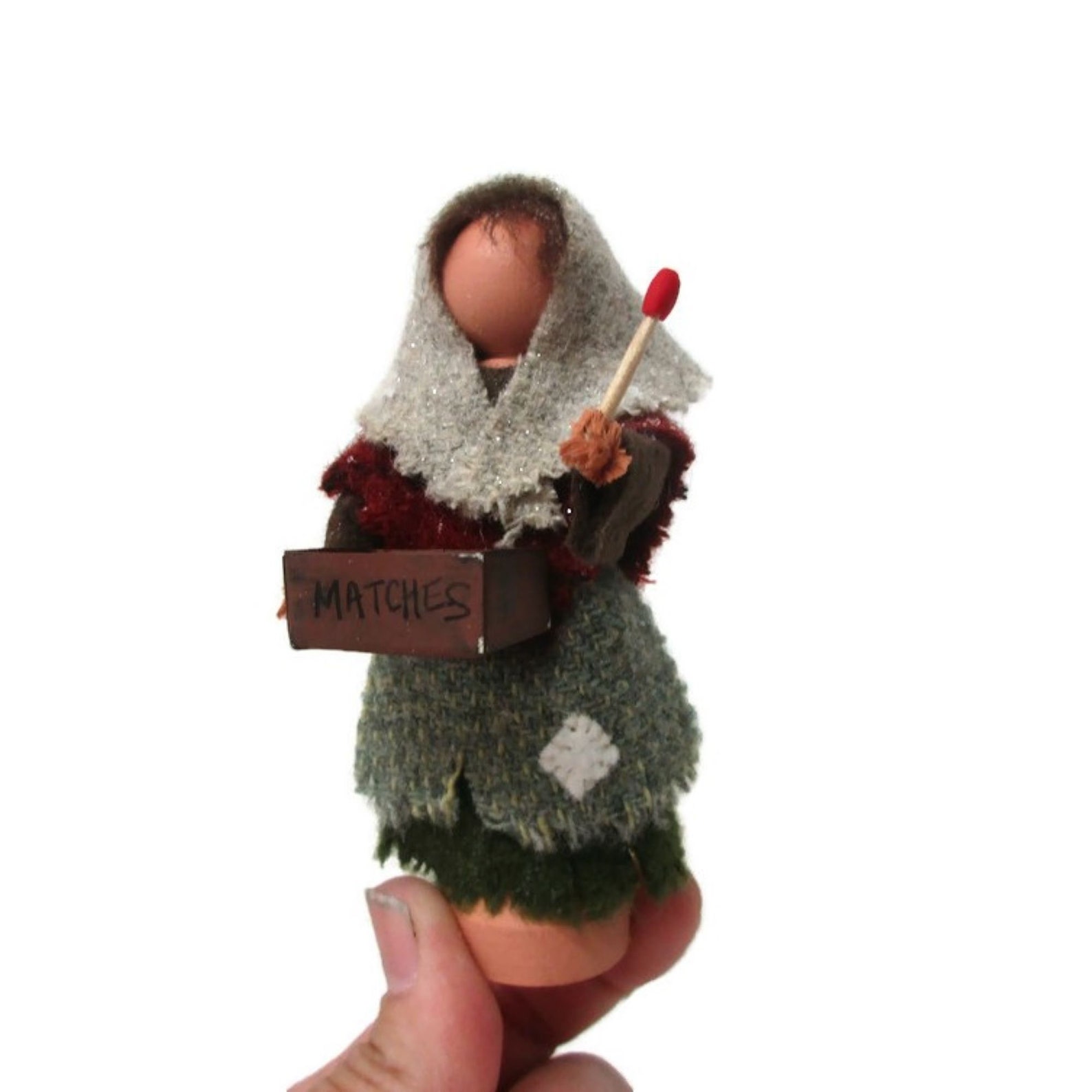 Little Match Girl Clothespin Ornament, Matchstick Girl Peg Doll, Hans ...