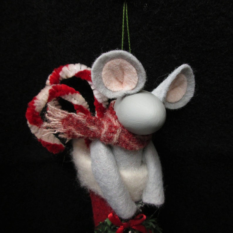 Mouse in Christmas Stocking, Clothespin Ornament, Not a Creature Was ...