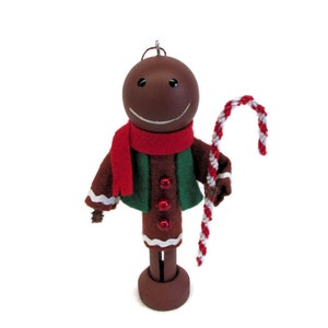 Gingerbread Man Clothespin Ornament, Peg Doll, Christmas Ornament ...