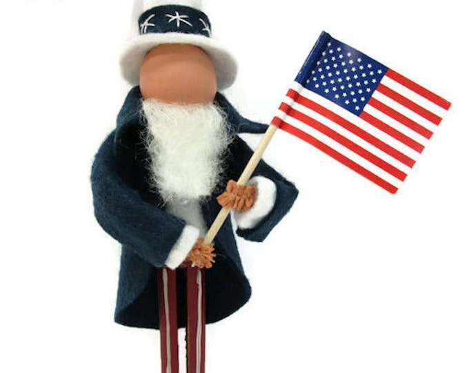 Uncle Sam Ornament, Clothespin, Wool Felt, Patriotic Ornament, Peg Doll ...