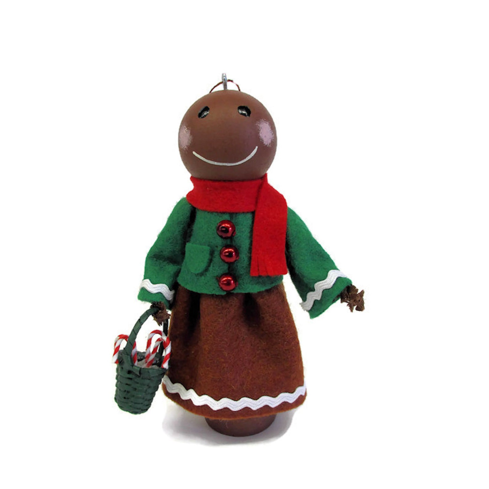 Gingerbread Lady Clothespin Ornament, Peg Doll, Christmas Ornament ...