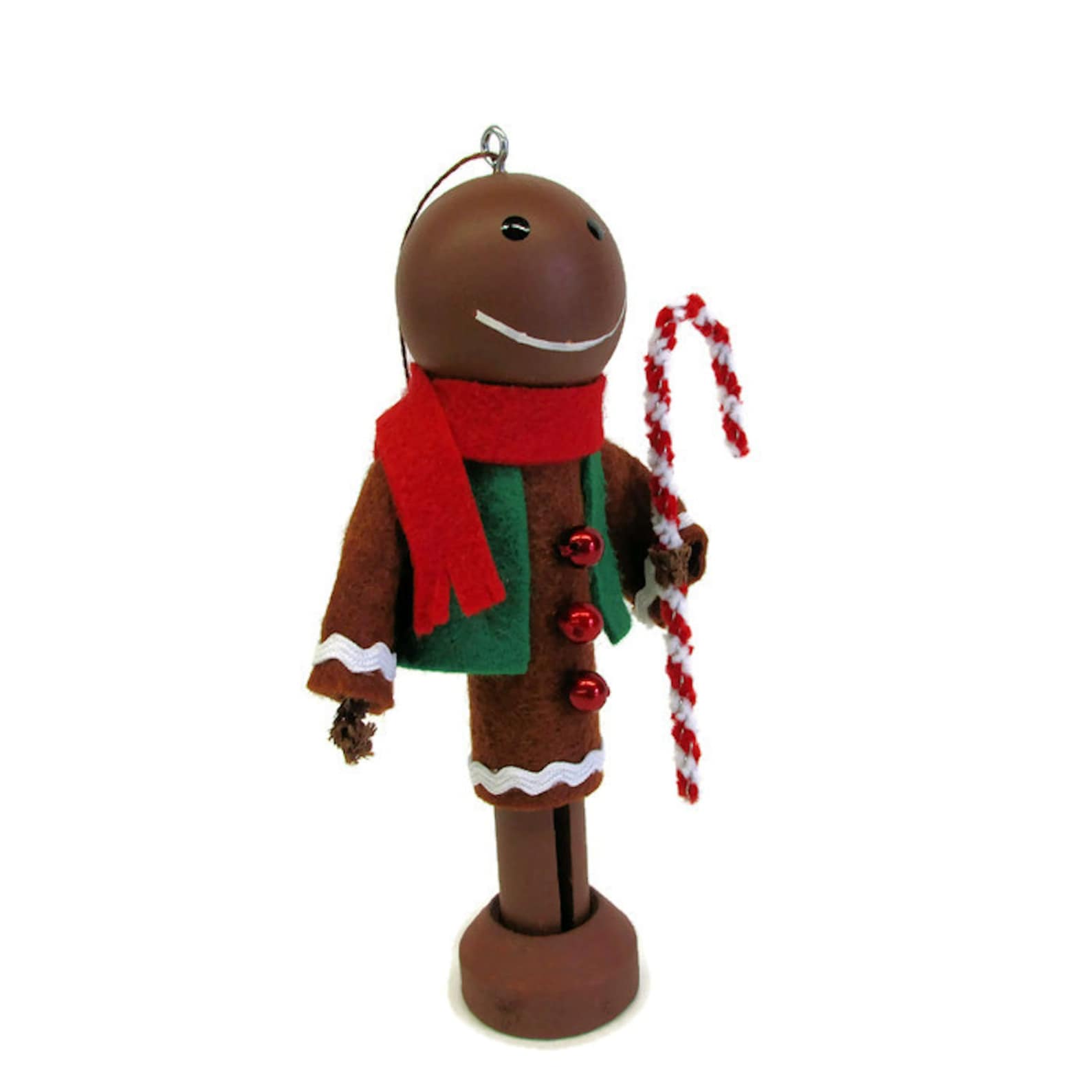 Gingerbread Man Clothespin Ornament, Peg Doll, Christmas Ornament ...