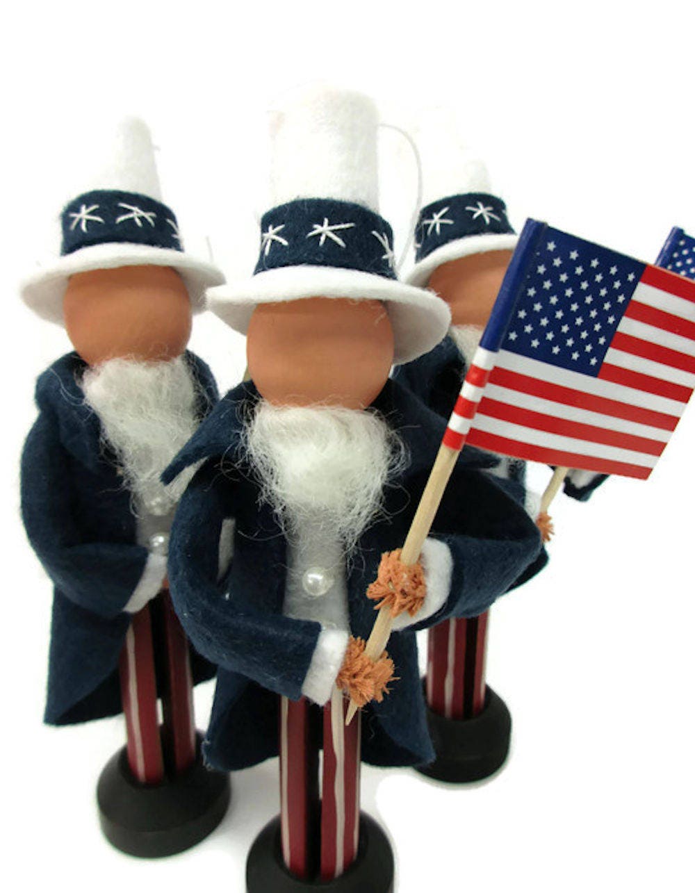 Uncle Sam Ornament, Clothespin, Wool Felt, Patriotic Ornament, Peg Doll ...