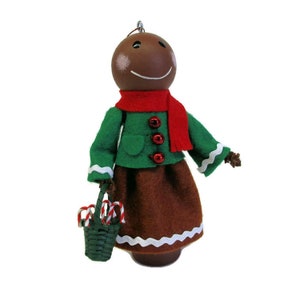 Gingerbread Lady Clothespin Ornament, Peg Doll, Christmas Ornament ...