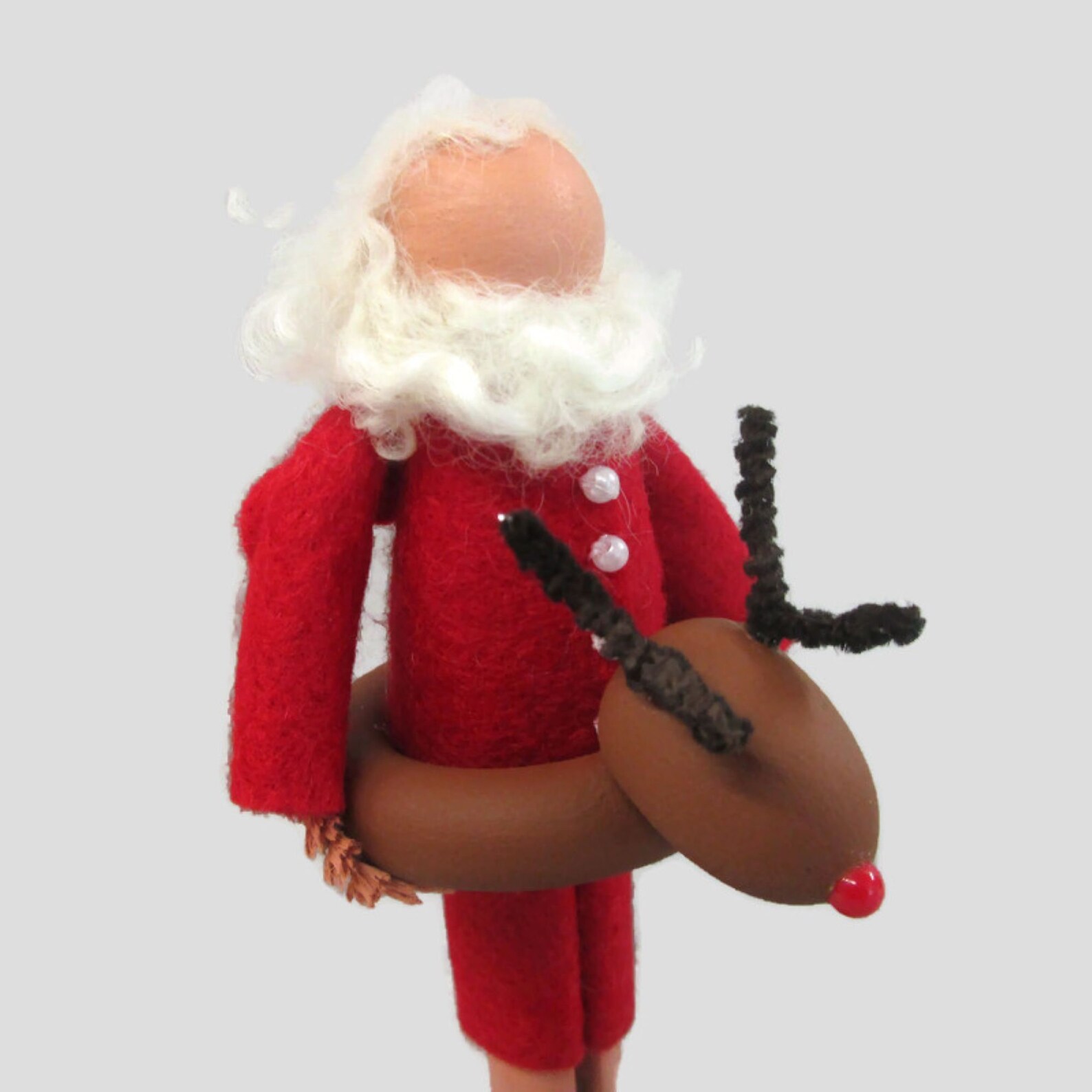 Pool Time Santa Clothespin Ornament, Santa in Swimsuit With Reindeer ...