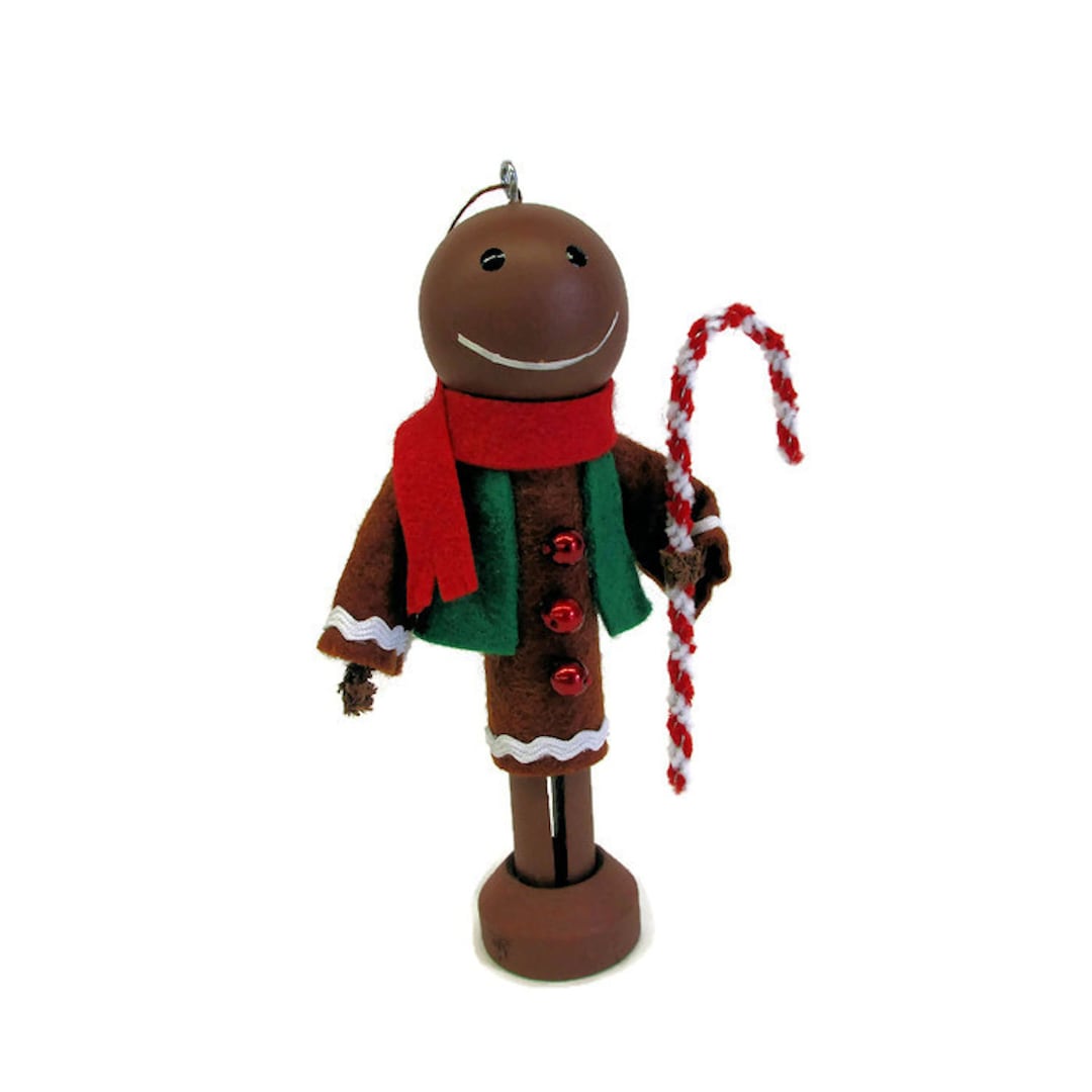 Gingerbread Man Clothespin Ornament, Peg Doll, Christmas Ornament ...
