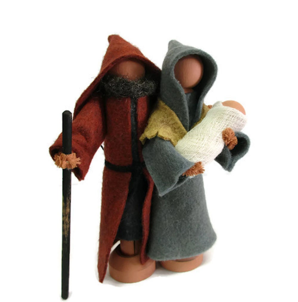 Nativity Christmas Ornament - Jesus, Mary and Joseph, Clothespin ...
