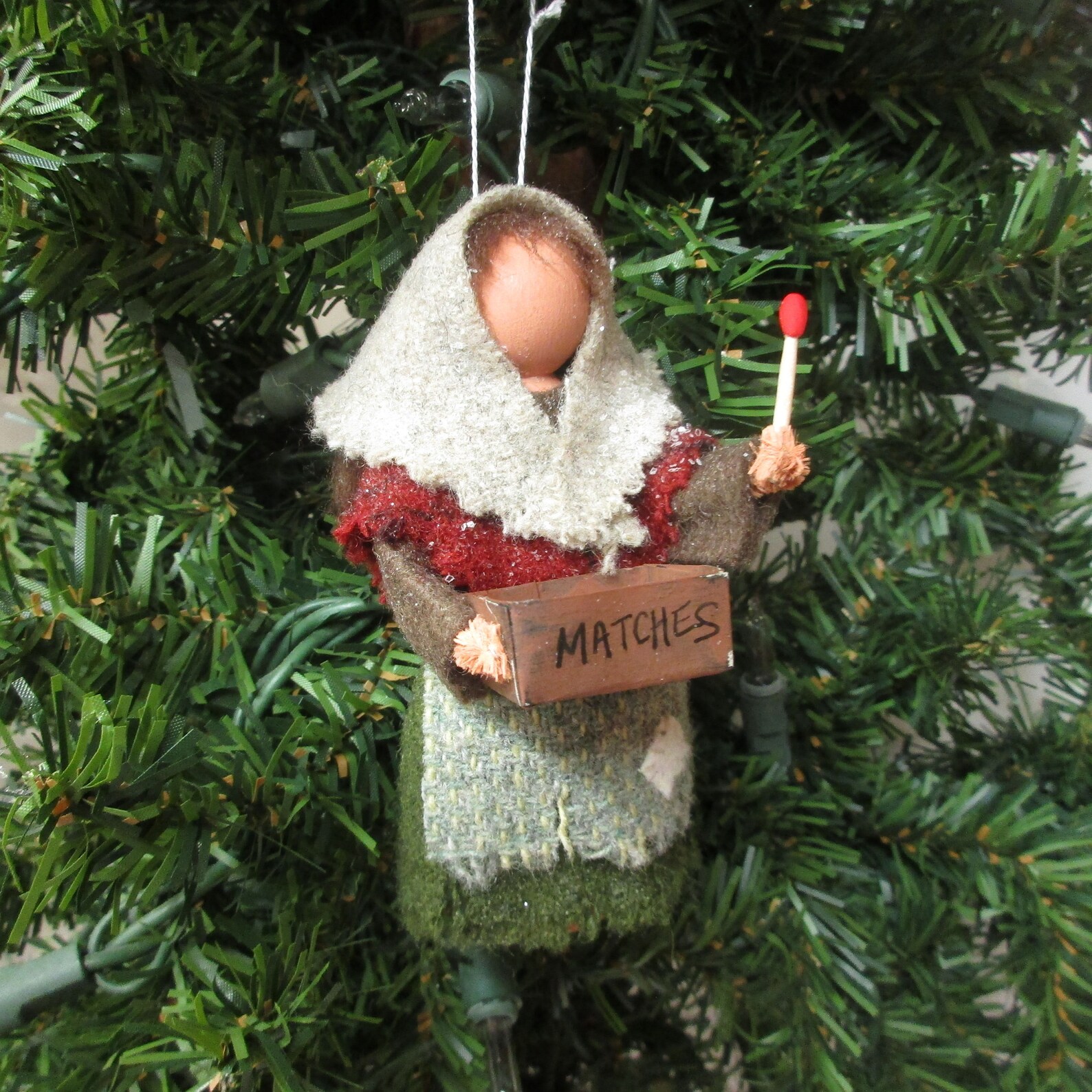 Little Match Girl Clothespin Ornament, Matchstick Girl Peg Doll, Hans ...