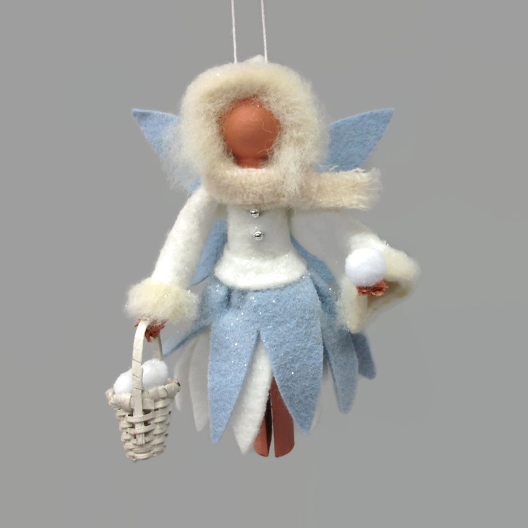 Snow Fairy Christmas Ornament, Clothespin Doll, Winter Fairy Peg Doll ...
