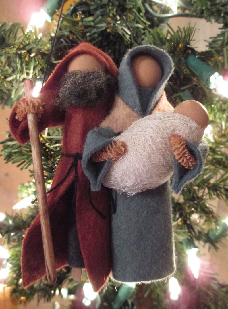 Nativity Christmas Ornament - Jesus, Mary and Joseph, Clothespin ...