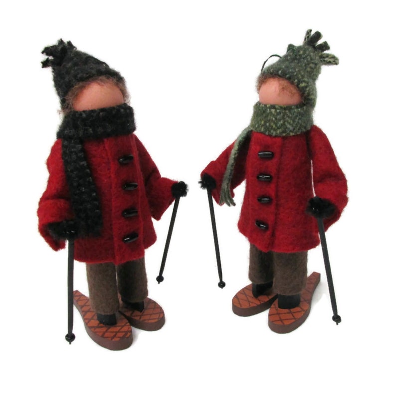 Boy on Snowshoes Clothespin Ornament, Snowshoeing Peg Doll, Walking in ...