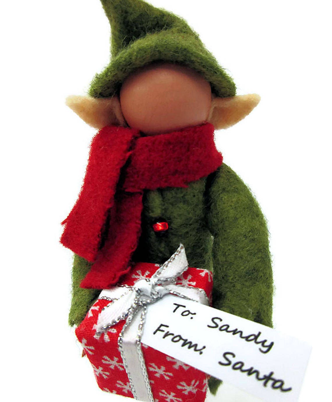 Personalized Elf Christmas Ornament, Elf With Gift, Clothespin Ornament ...