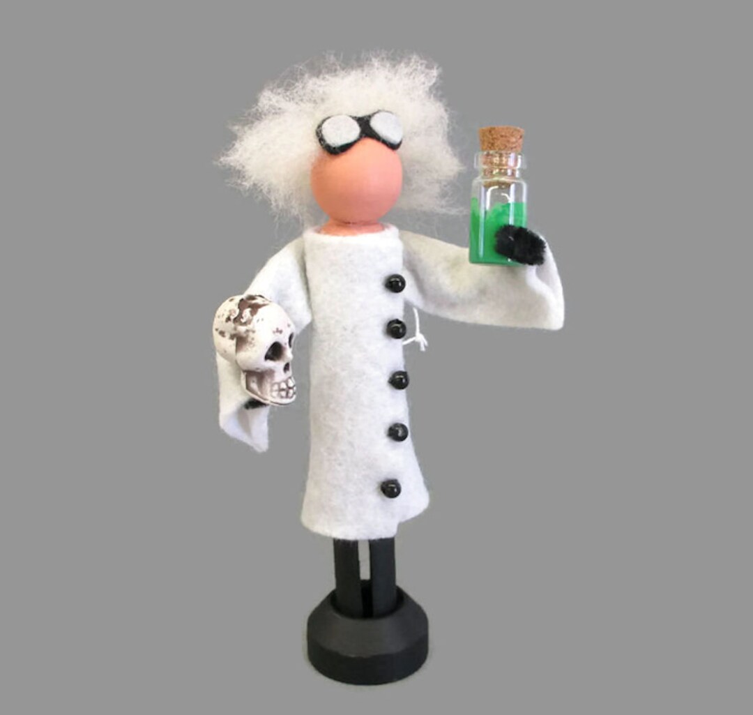 Mad Scientist Ornament, Clothespin Doll, Halloween Decor, Halloween ...