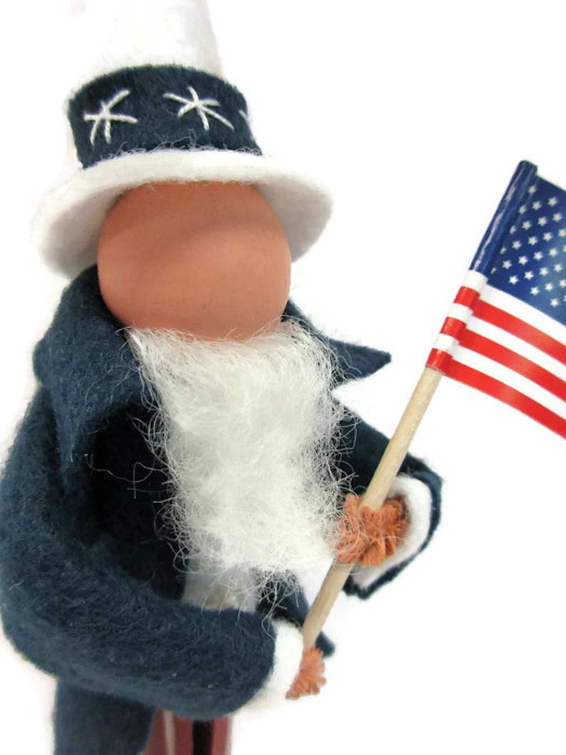 Uncle Sam Ornament, Clothespin, Wool Felt, Patriotic Ornament, Peg Doll ...