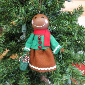 Gingerbread Lady Clothespin Ornament, Peg Doll, Christmas Ornament ...