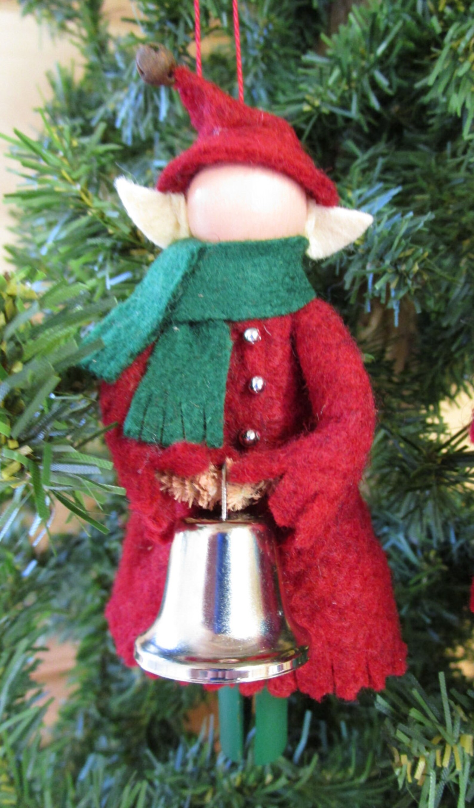 Girl Elf Christmas Ornament Red, Clothespin Ornament, Elf Girl ...