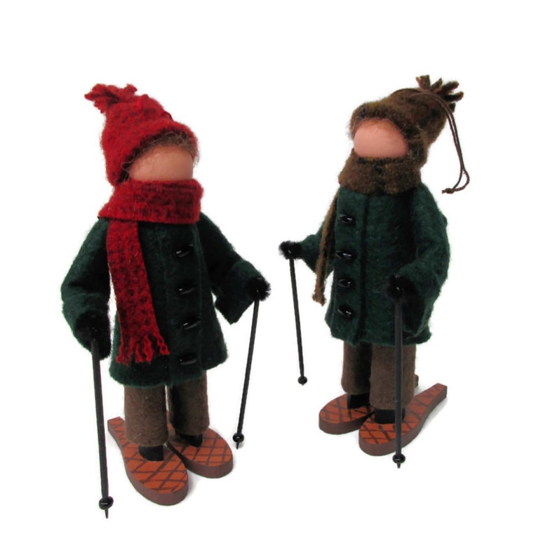 Boy on Snowshoes Clothespin Ornament, Snowshoeing Peg Doll, Walking in ...