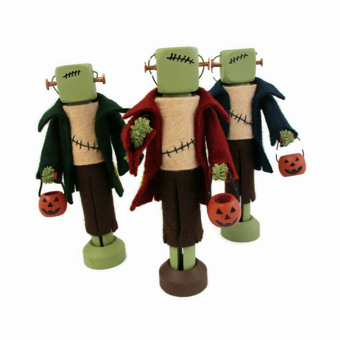 Frankenstein's Monster Ornament, Halloween Clothespin Ornament, Classic ...