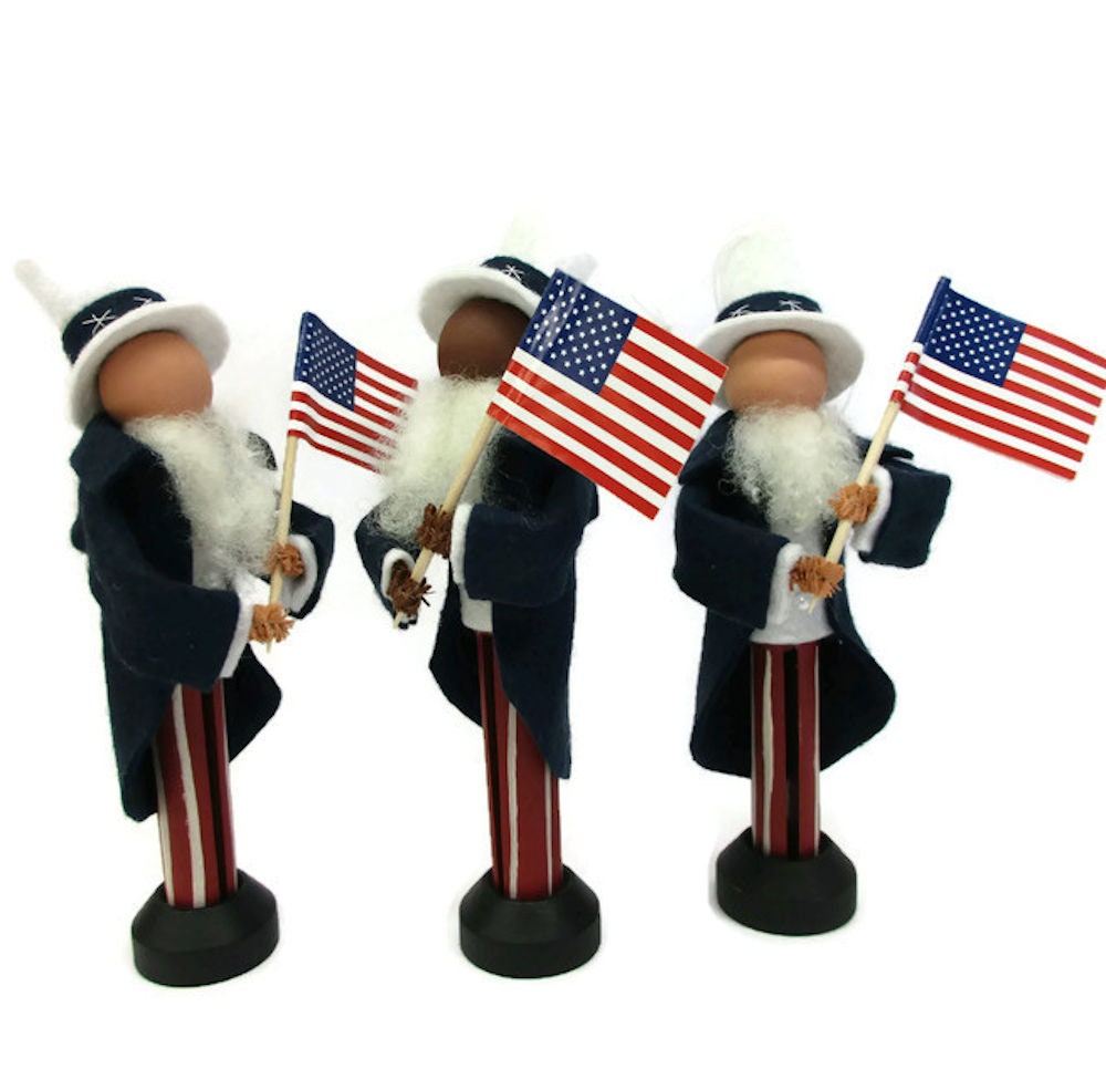Uncle Sam Ornament, Clothespin, Wool Felt, Patriotic Ornament, Peg Doll ...