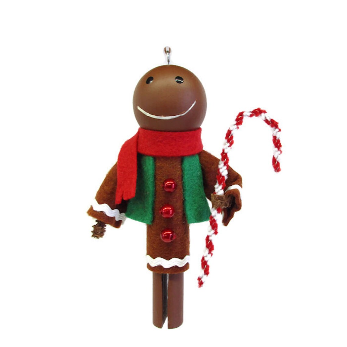 Gingerbread Man Clothespin Ornament, Peg Doll, Christmas Ornament ...