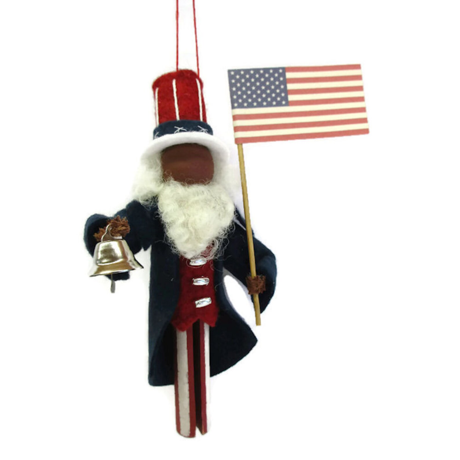 Uncle Sam Ornament, Formal Uncle Sam, Clothespin Ornament, Patriotic ...