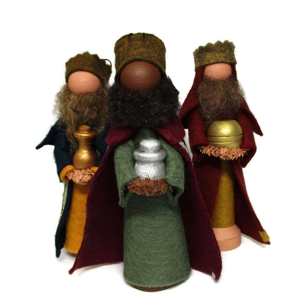 Three Wise Men Ornament Set, Nativity Scene, Clothespin Ornaments, the ...