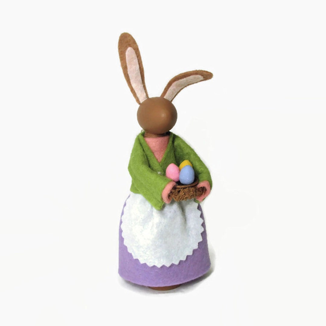 Lady Easter Bunny Ornament - Brown Bunny, Mrs. Bunny, Clothespin ...