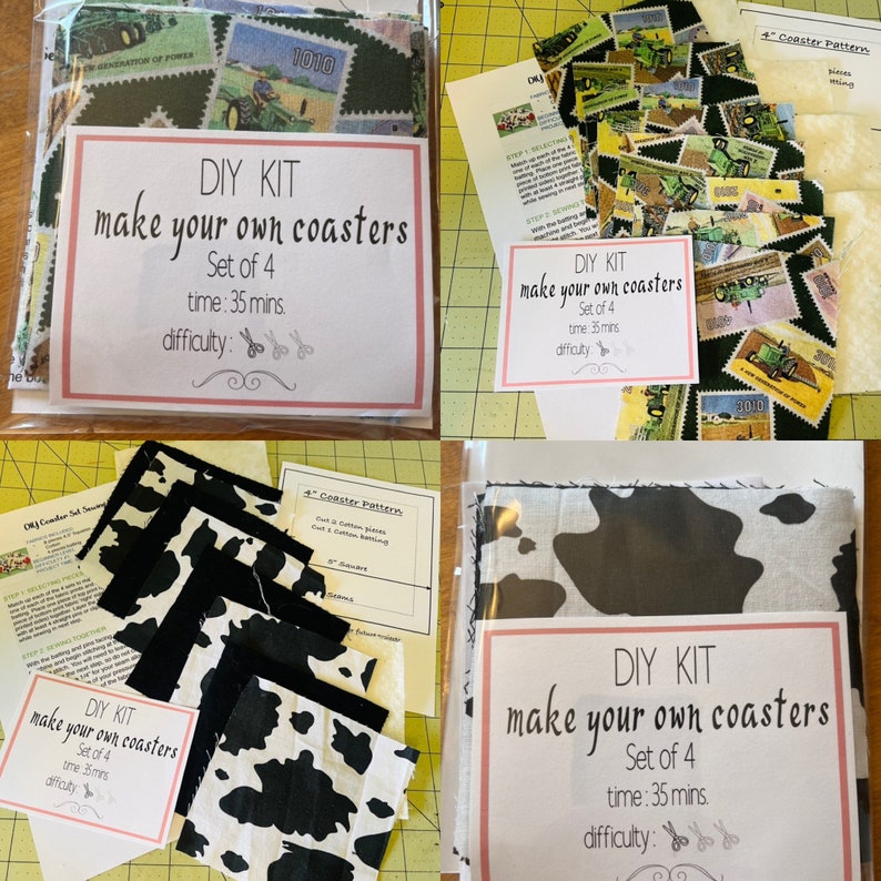 Coaster Kit DIY Sew Your Own Coasters Set of 4 Multiple - Etsy