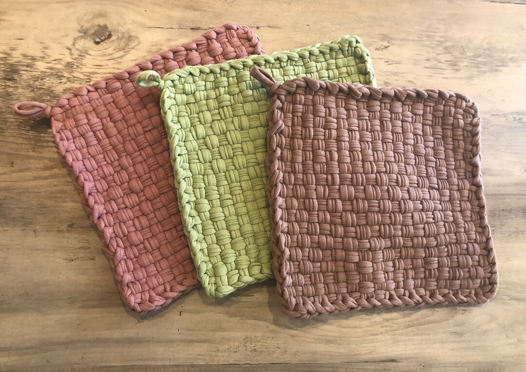 Earthy Hues Large Potholder 100% Cotton Handcrafted Loom - Etsy