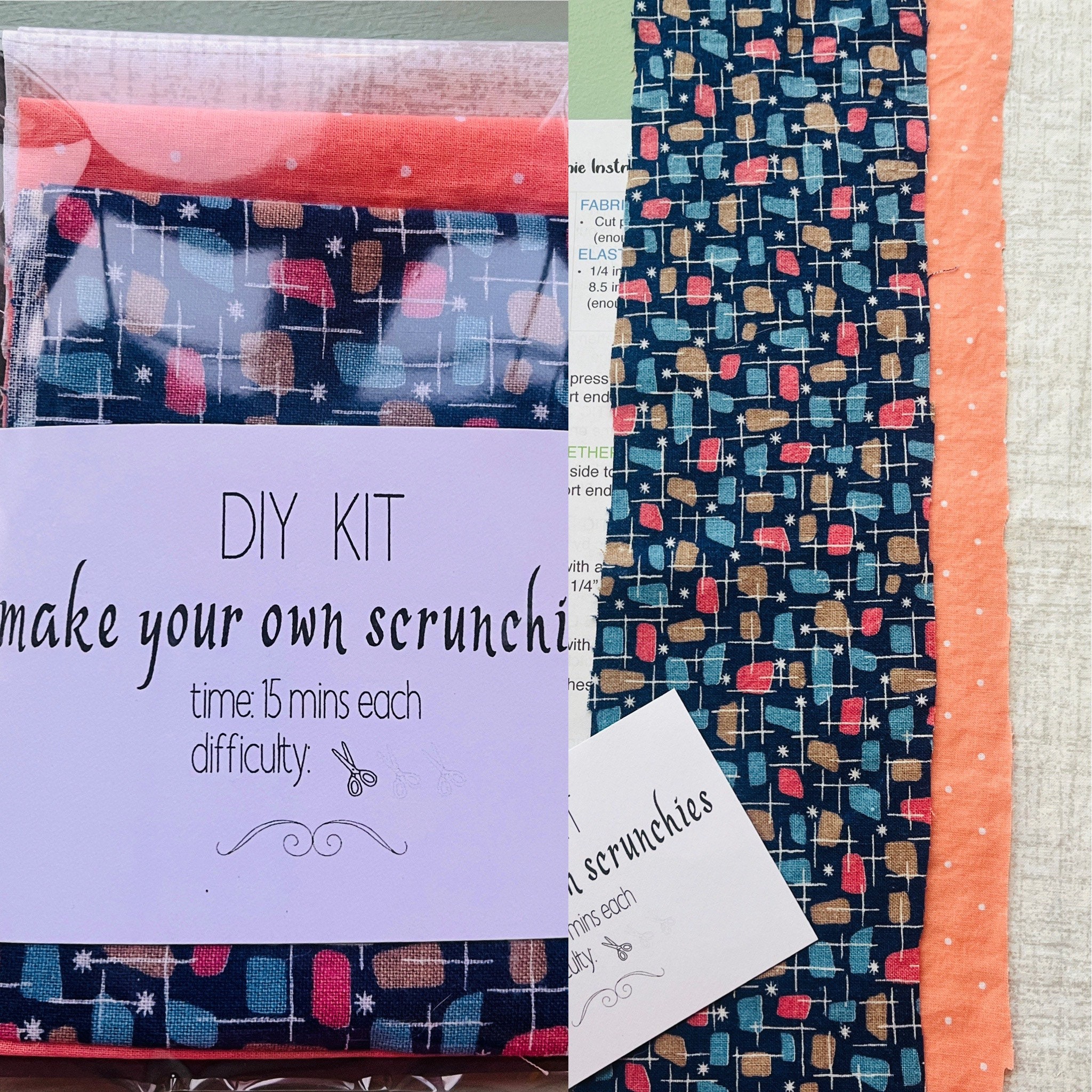 DIY Scrunchie Kits Sew Your Own Hair Tie Pre-cut Multiple - Etsy