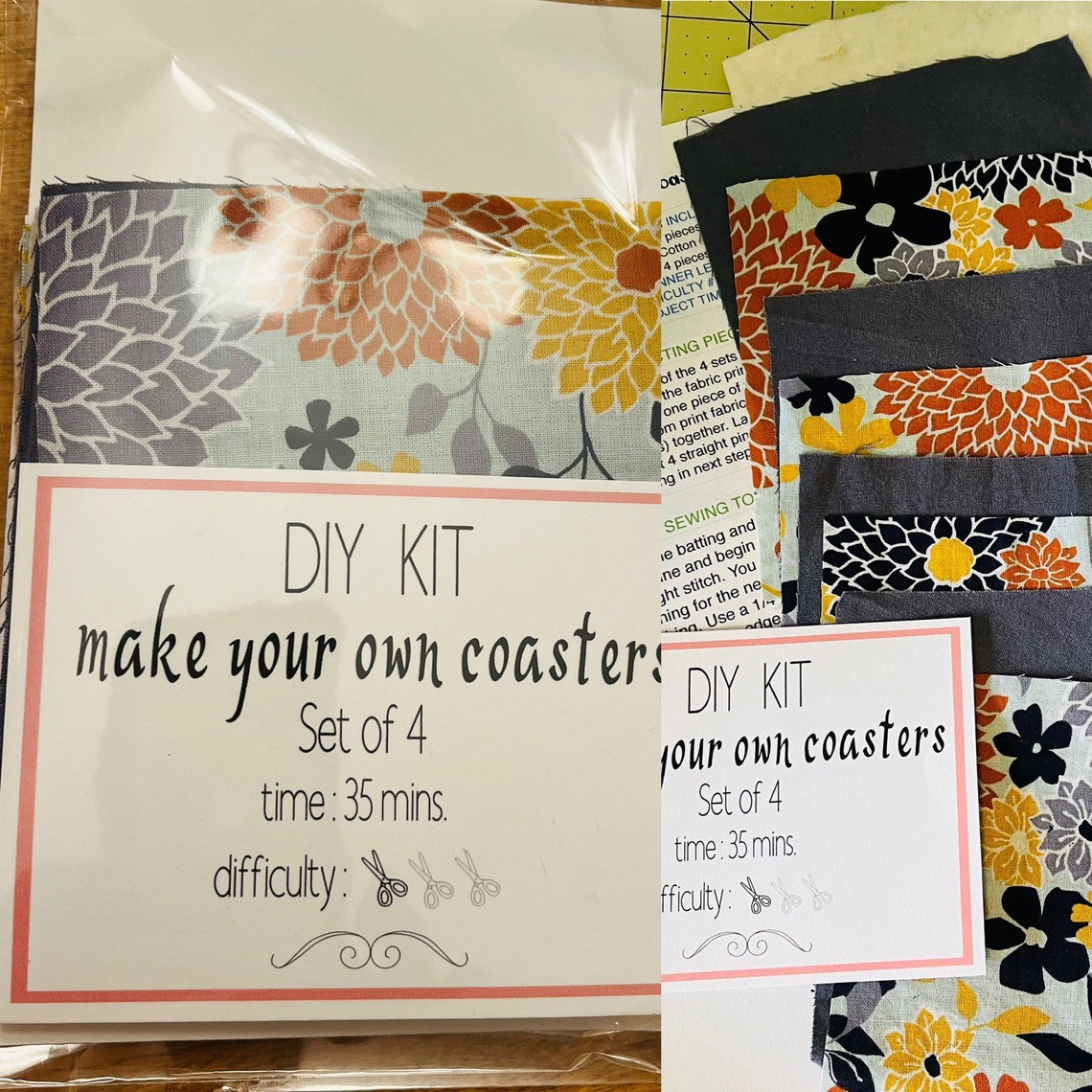 Coaster Kit DIY Sew Your Own Coasters Set of 4 Multiple - Etsy