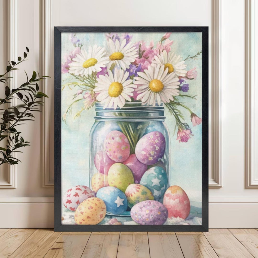Easter Egg Spring Flower Jar Picture Frame, New Home Gift Easter ...