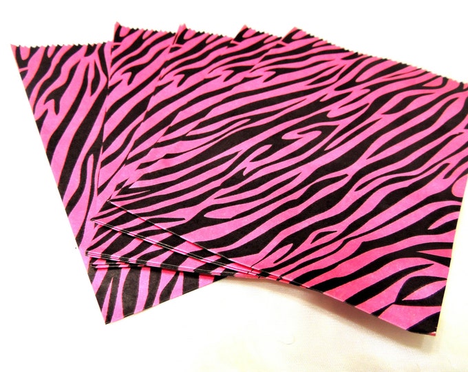 100 5 X 7 Inch Hot Pink Zebra Paper Bags Hot Pink Animal - Etsy