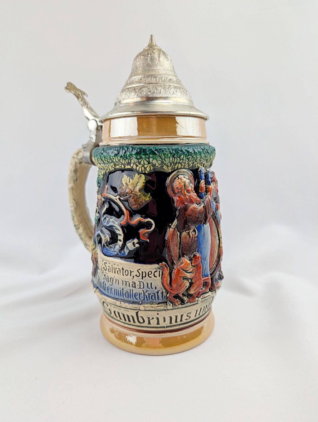 Vintage KING Werk Stein of Gambrinus and St Salvator Hand Painted With ...