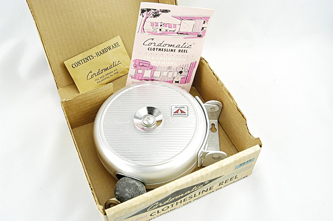 Mid Century Clothes Line Reel NOS Still in Box Aluminum Handy ...