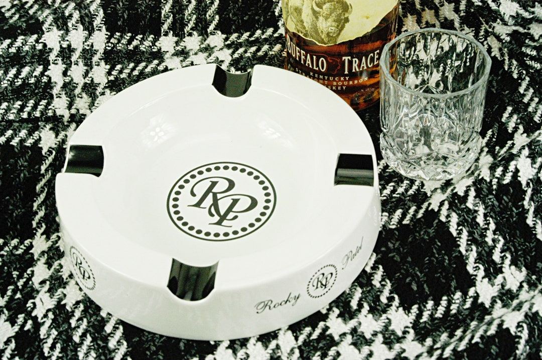 Rocky Patel Giant Round Ashtray - Classy Bone White and Black - Cigar ...