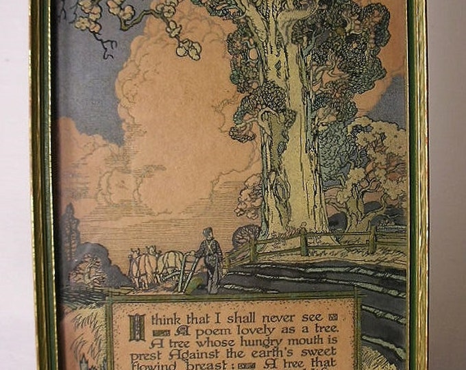 Old 1914 Buzza Motto Trees by Joyce Kilmer Framed Arts and - Etsy