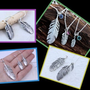 Sterling Silver Set Feather Necklace. Feather Necklace, Feather ...