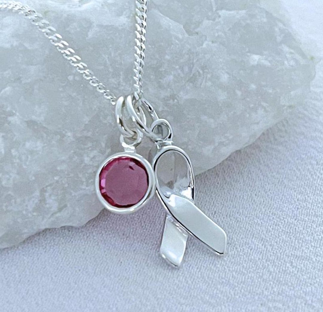 Cancer Ribbon Necklace. Sterling Silver Cancer Ribbon Charm, Cancer ...