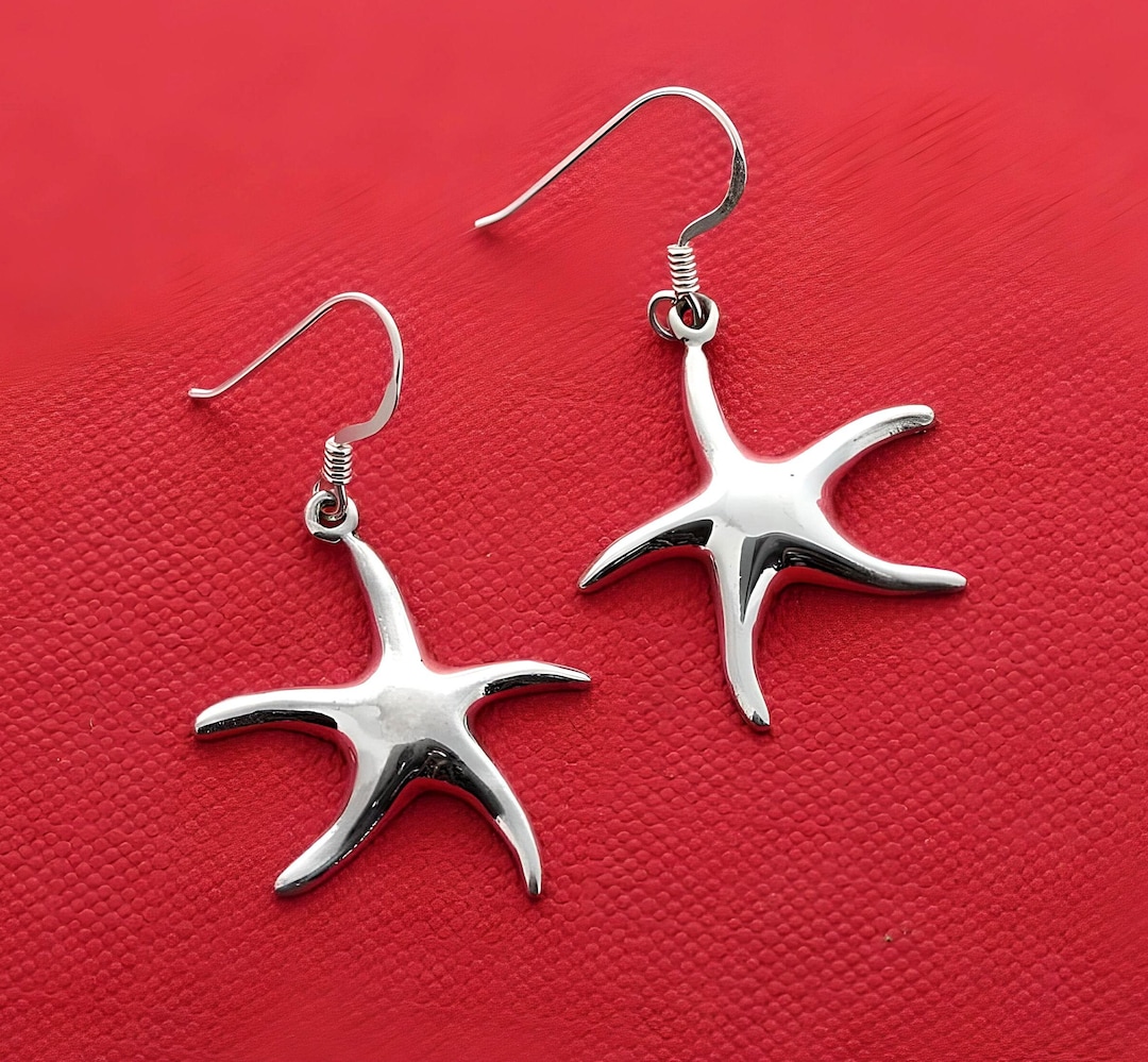 Sterling Silver Starfish Earrings Silver Dangle Starfish Earrings ...