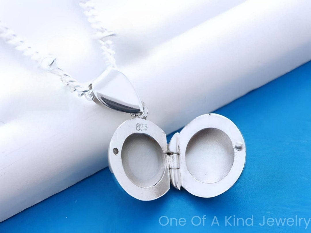 Real 925 Silver Locket Necklace. Small Round Sterling Silver Locket ...