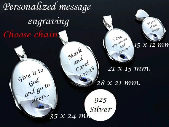 CHOOSE Silver Oval Locket Size and Chain. Engraved Oval Locket | Etsy