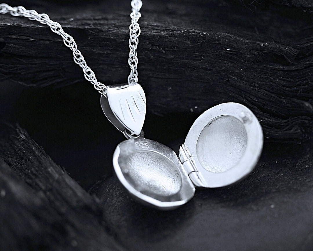 Small Locket Solid Sterling Silver Round Locket Necklace Child Locket ...