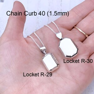 Rectangular Silver Locket Necklace, Genuine 925 Sterling Silver Choose ...