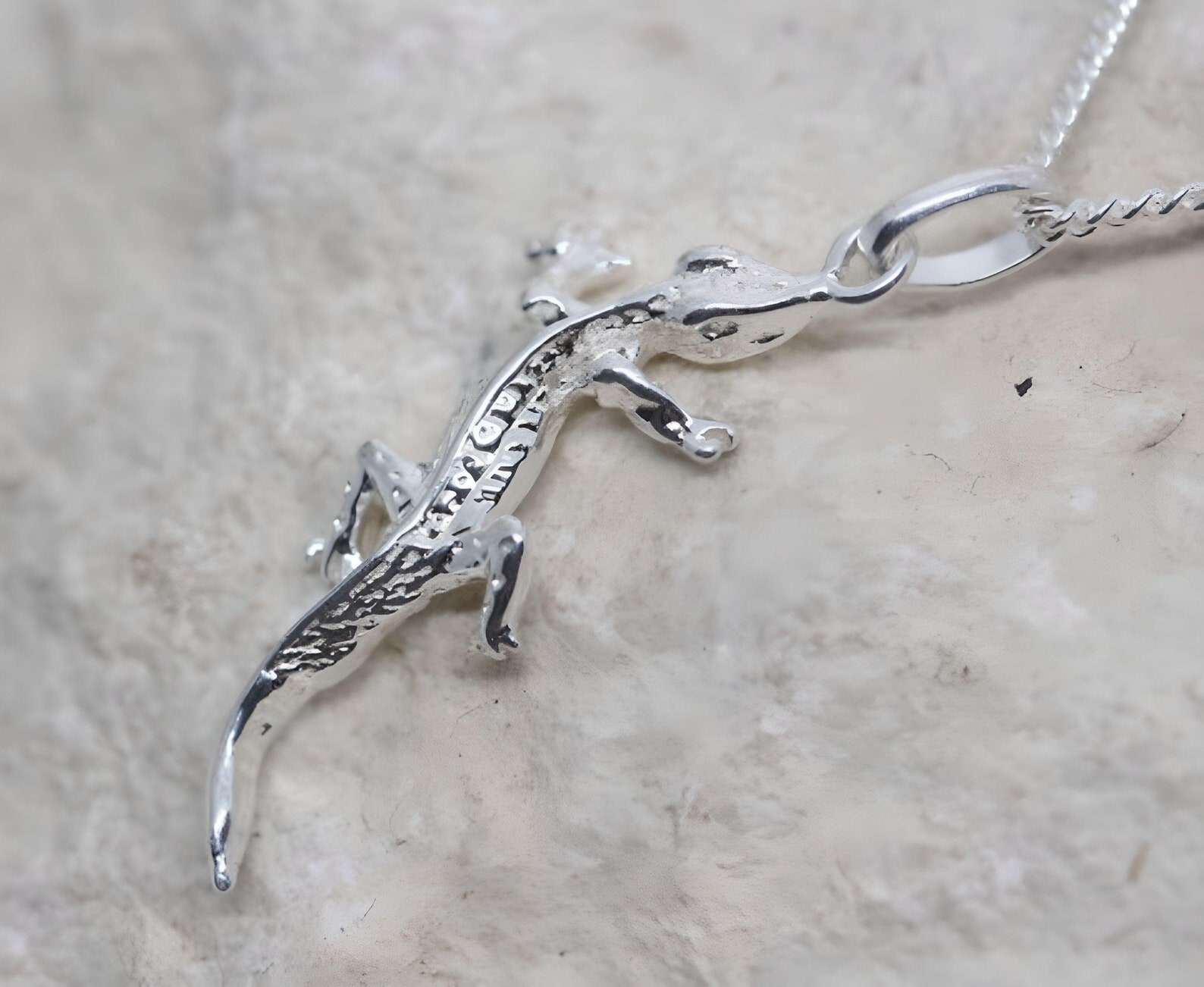 Sterling Silver Lizard, Lizard Necklace, Silver Lizard Pendant Necklace ...