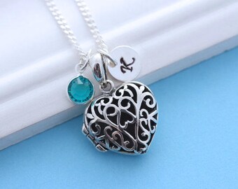 Sterling Silver Small Heart Locket Necklace. Personalized | Etsy