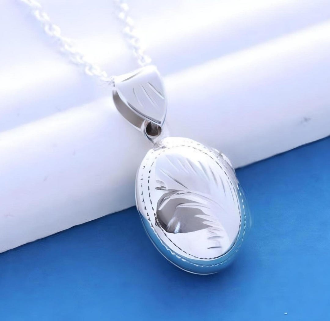Small Oval Lockets. Solid 925 Sterling Silver Locket -two Pictures ...
