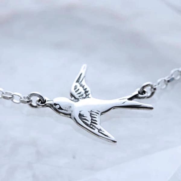 Silver Bird Necklace - Etsy